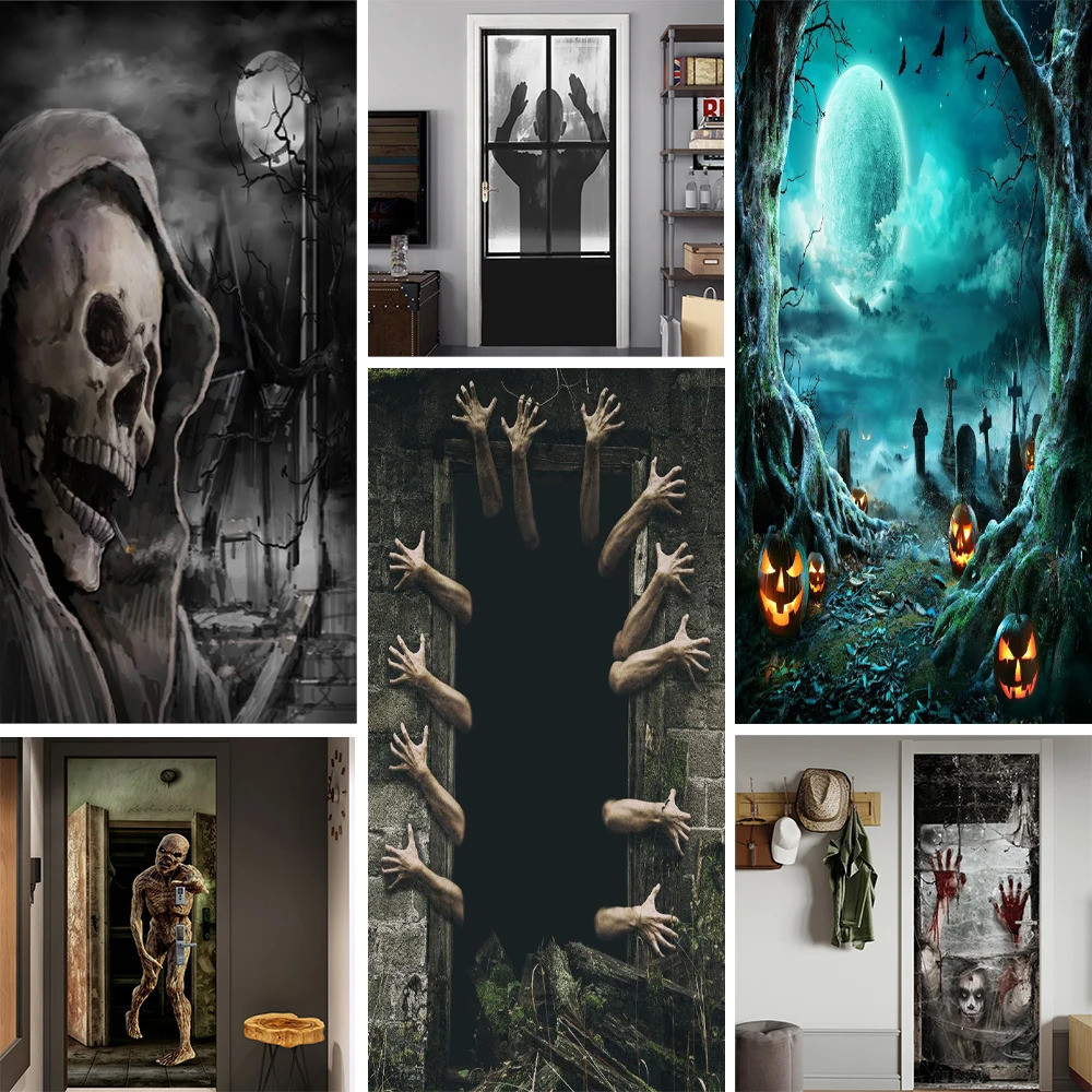 Custom wall decoration Halloween Series Scary Ghost 3D Door Stickers ...