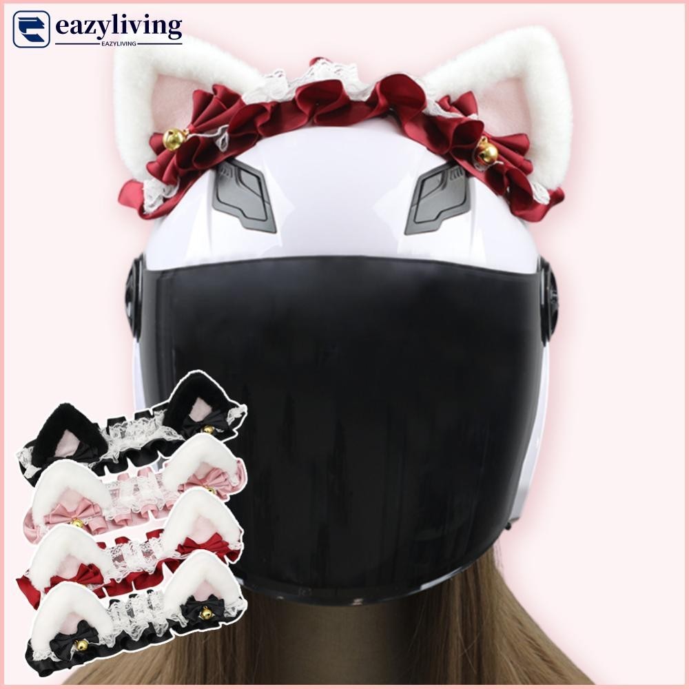 EAZYLIVING Cute Motorcycle Helmet Decorations Lace ribbon Soft Plush ...