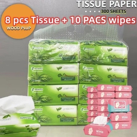 Cup Kingdom ' 18PCS Combo Unscented 10 packs Wipes 80 sheets Baby Wipes and 8pcs Tissue | Shopee ...