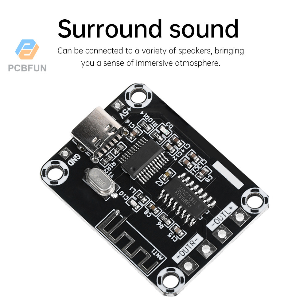 Pcbfun XH-A155 DC5V mini PAM8403 ultra-clear Class D Bluetooth digital ...