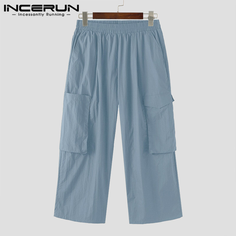 INCERUN men's large pocket straight leg work pants casual pants ...