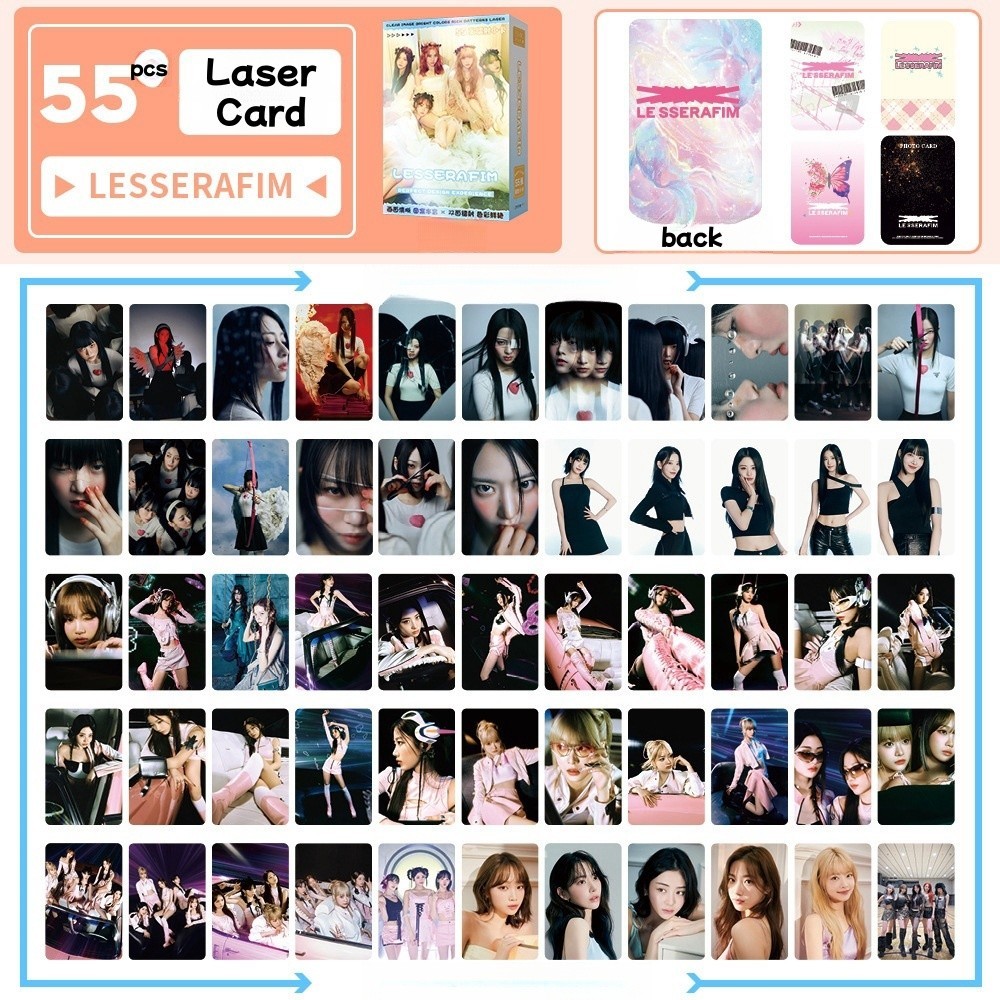 50-119pcs LE SSERAFIM Laser HOLOGRAPHIC LOMO Cards Perfect Night EASY ...