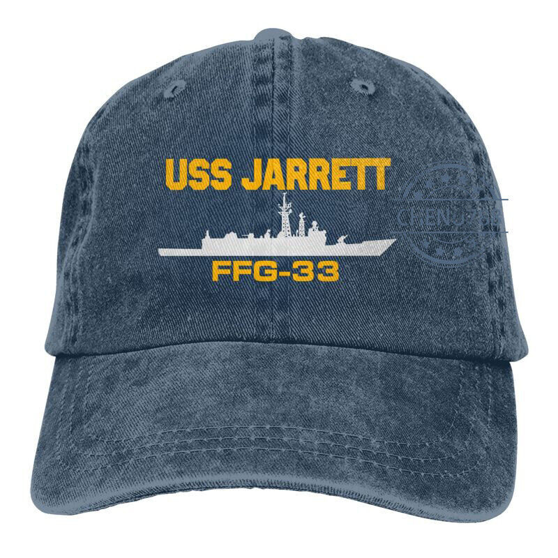 Beautiful navy blue color USS Jarrett FFG-33 washed denim baseball cap ...
