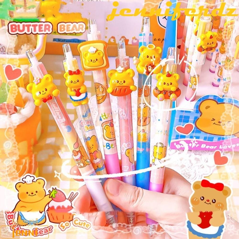 JENNIFERDZ Cute Erasable Pen, Kawaii Cartoon Butter Bear Gel Pen ...