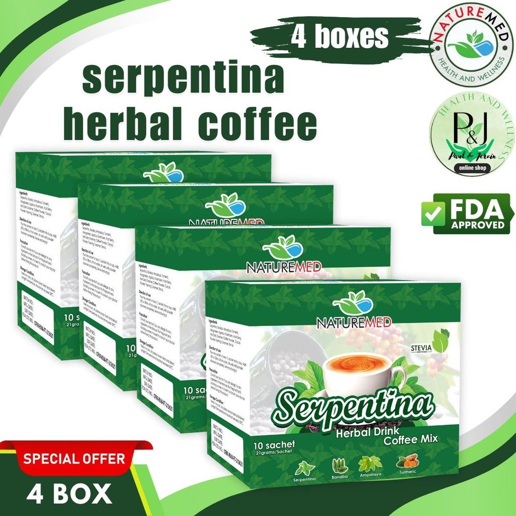 4 Box Serpentina Herbal Coffee NatureMed (10 Sachet/Box) | Shopee ...