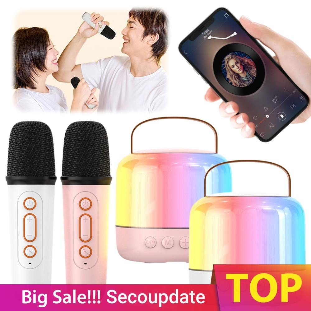 Mini Karaoke Speaker Bluetooth-Compatible5.3 Speaker with 2 Wireless ...