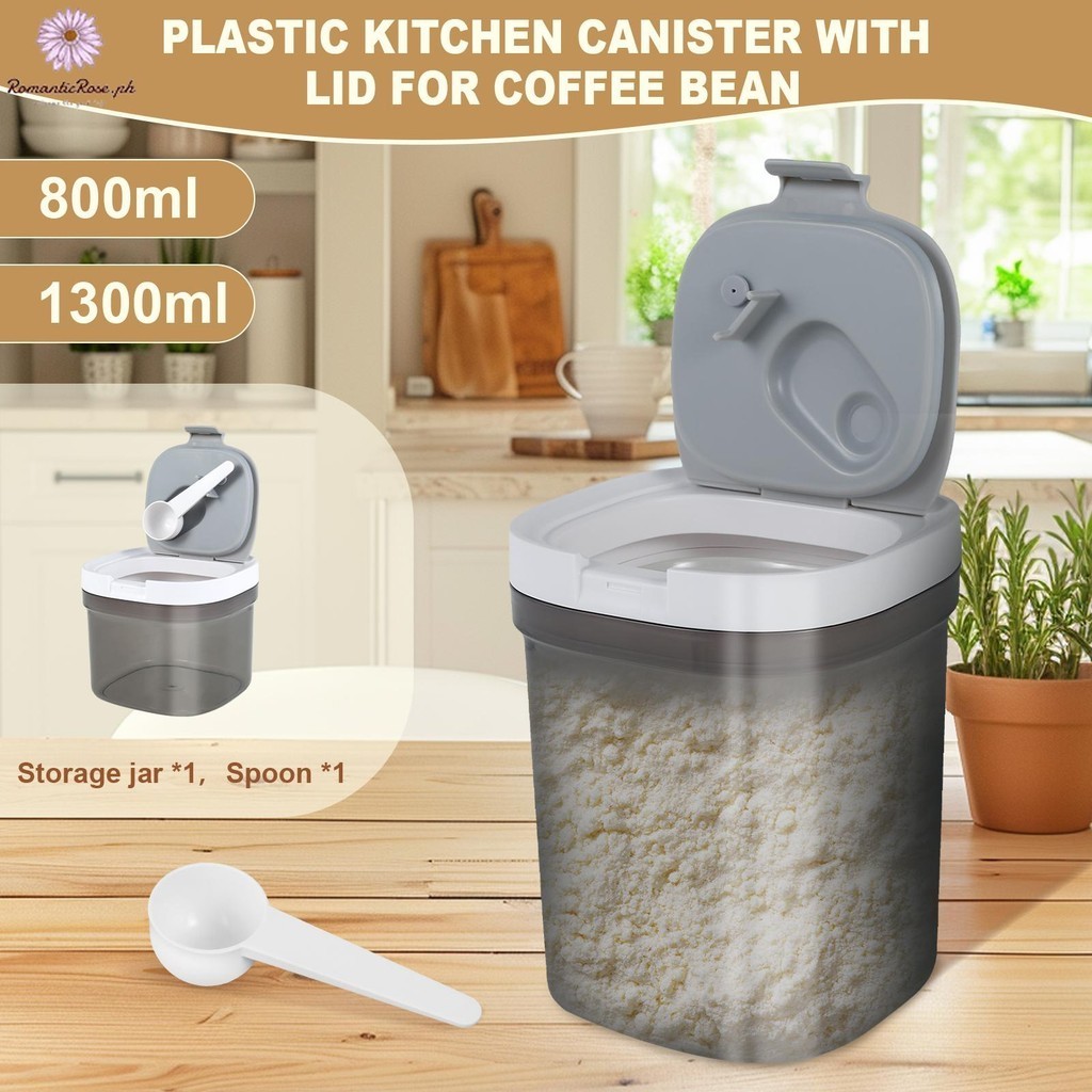 Coffee Canister 800ml / 1300ml Coffee Storage Container Airtight Coffee ...