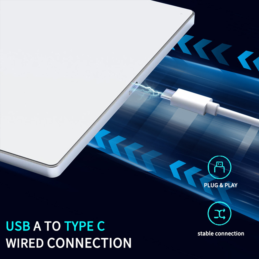 Alloy USB Wired Multi-TouchTrackpad Mouse SlimTempered Glass Surface ...