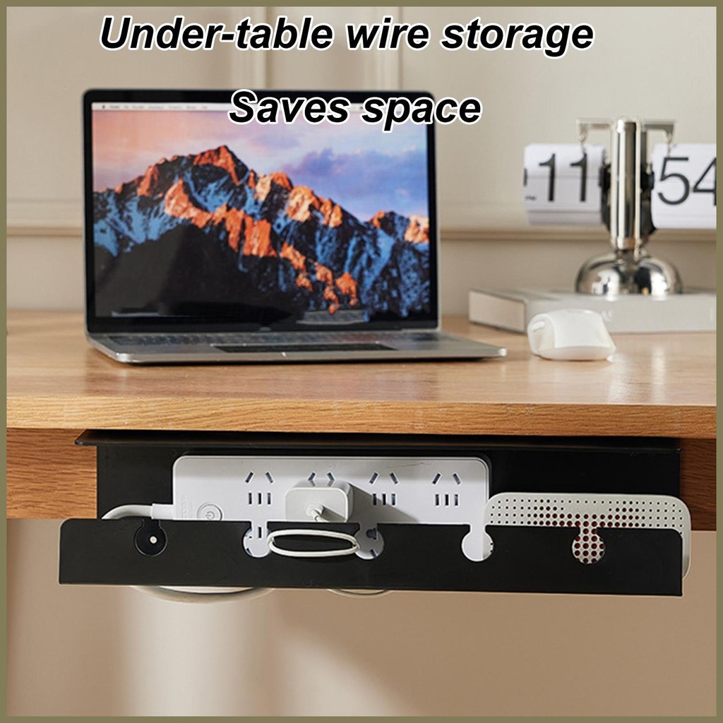 No Drill Cords Management Wire Mesh Organizer Box Under Table Wire ...
