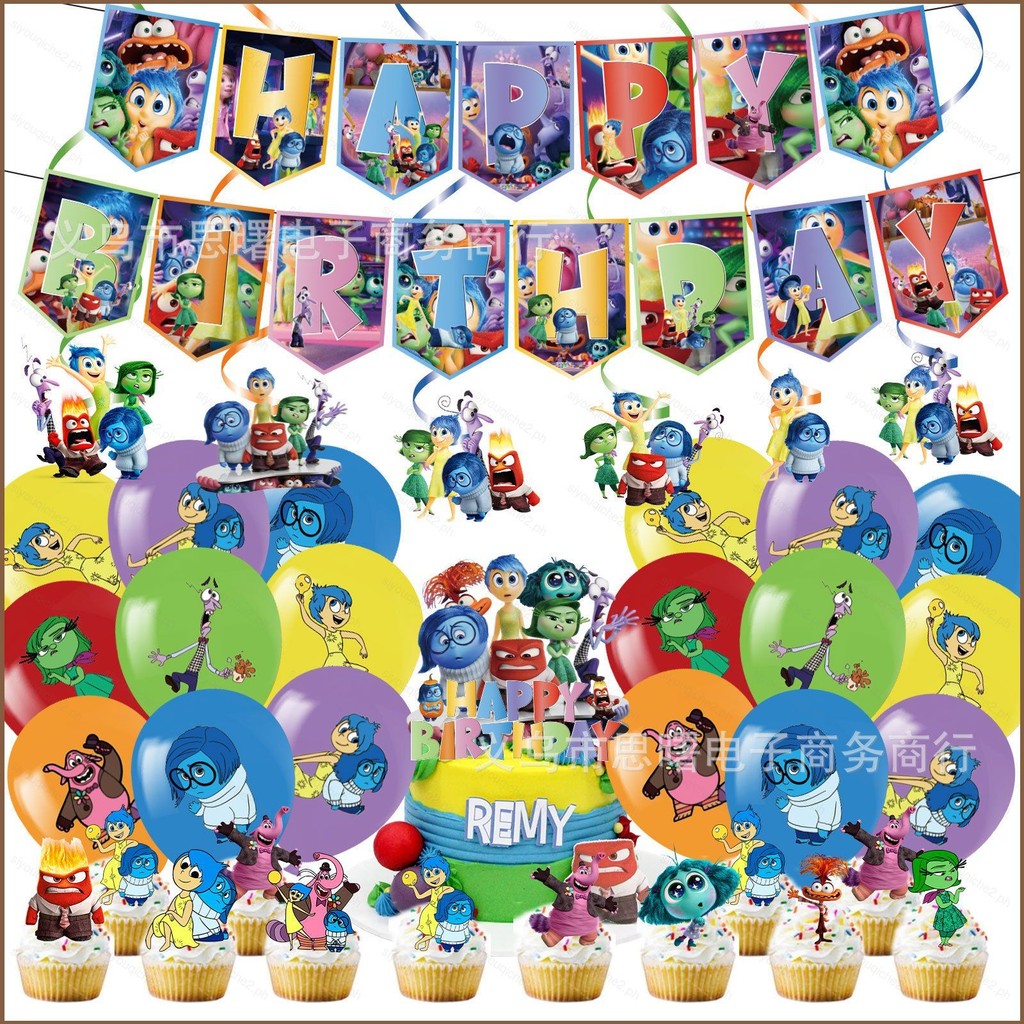 sy Inside Out 2 Themed Decoration Celebrate Party Banner balloon swirls ...