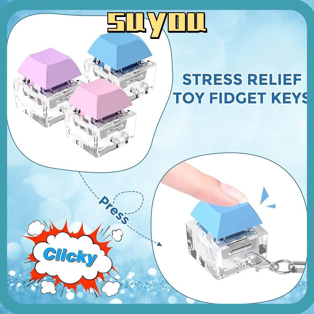 SUYO Keyboard Keychain Toys Party Stress Relief Crafts Keycap Fidget ...