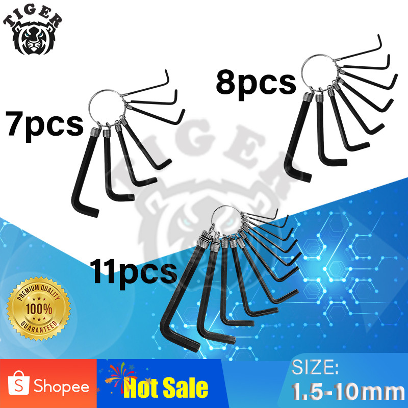 Allen Wrench Bike Repair Tool Hexagon Key Wrench Set with Keychain L ...