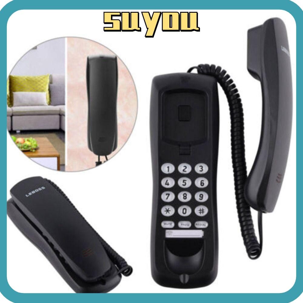 SUYO Wired Telephone, Wall Mounted Compact Corded Phone, Handset ...