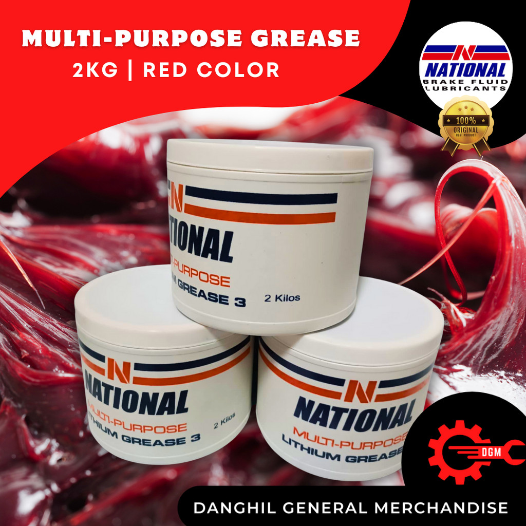 2KG NATIONAL Multi-Purpose Lithium Red Colored Grease 3 | Shopee ...