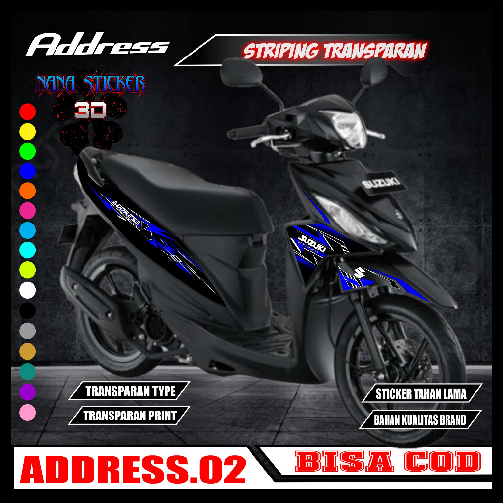 Transparent Striping UV SUZUKI ADDRESS Variation Sticker list body ...