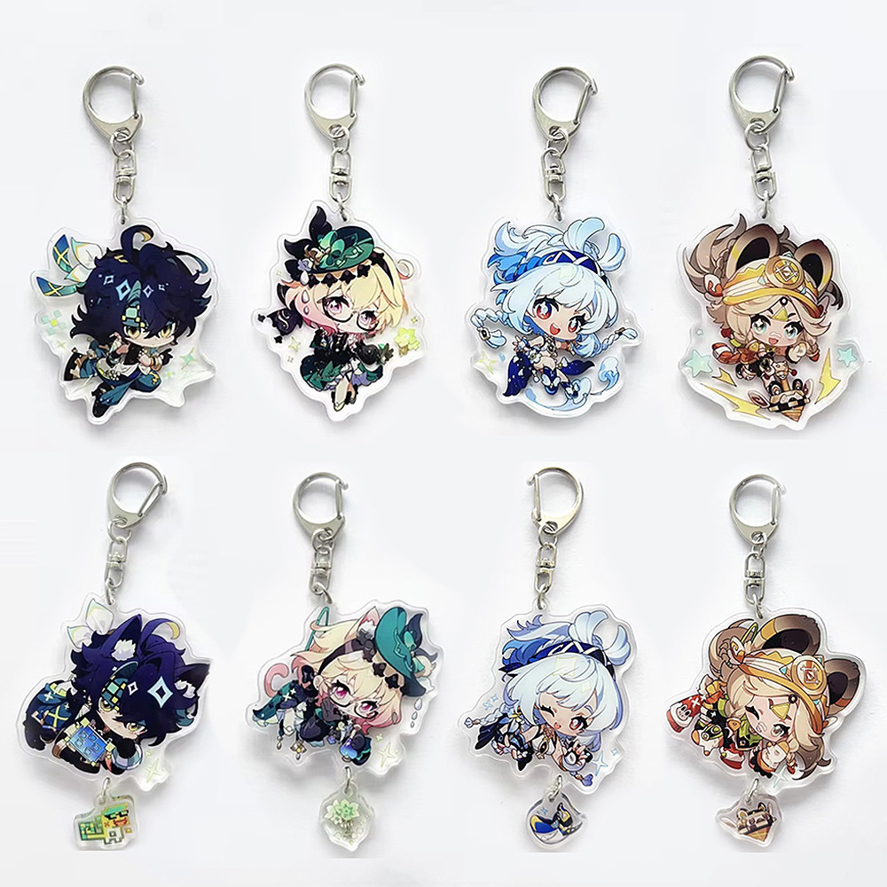 Lovely Game Genshin Impact Acrylic Keychains Cartoon Kachina Keyrings ...