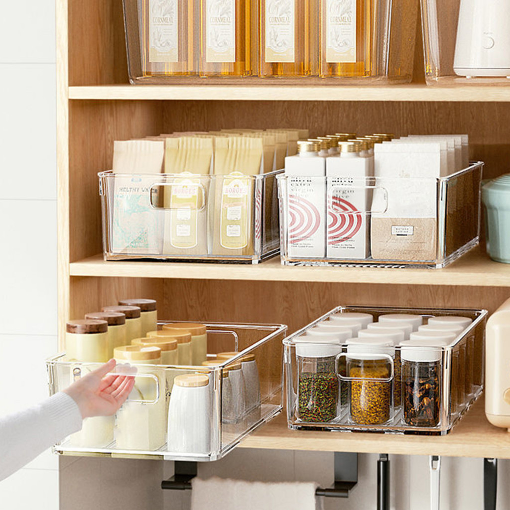 Clear Square Storage Box Kitchen Storage Box Plastic Storage Bins with ...
