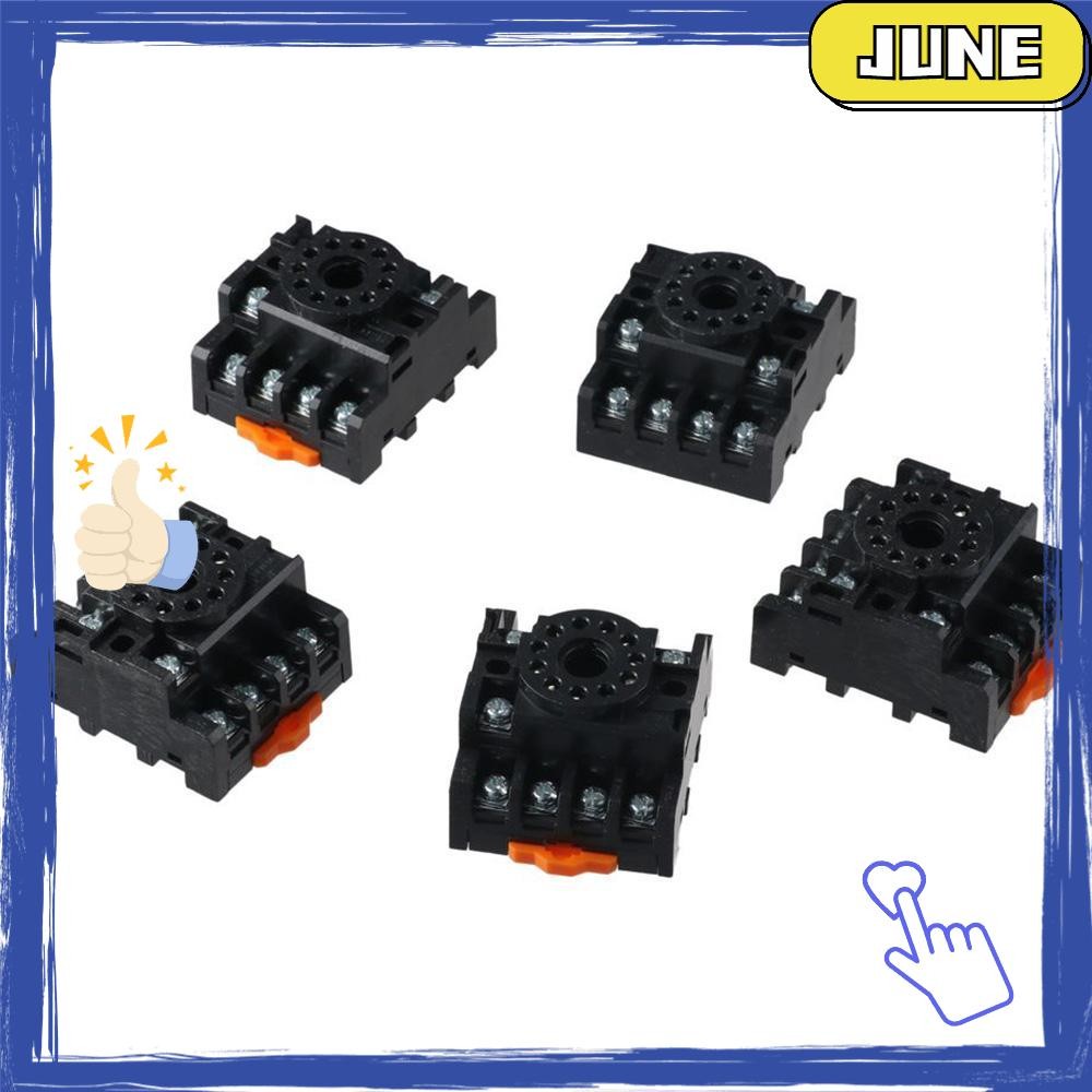 JUNER 5pcs 11 Pin Small Relay Base, Plastic Copper PF113A Relay Base ...