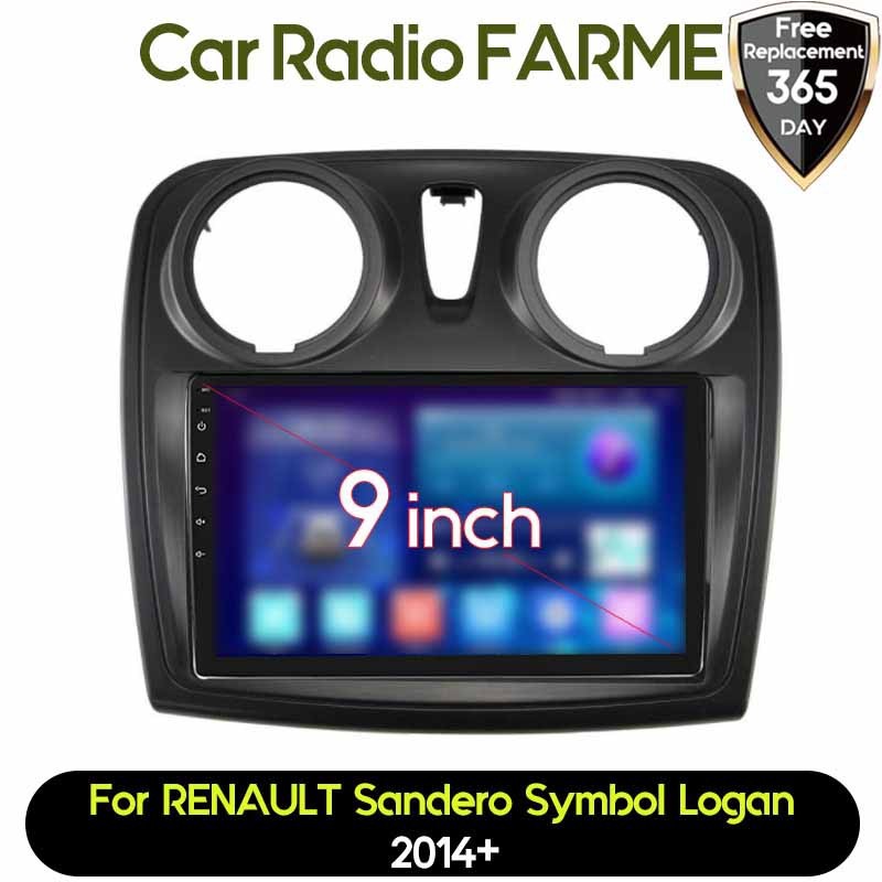 9 Inch Car Radio Fascias Frame For RENAULT Sandero Symbol Logan 2014-2018 Canbus Box Panel ...