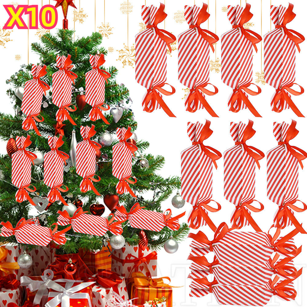 Christmas Candy Shaped Gift-Box - Red White Striped Biscuit Snack Bag ...