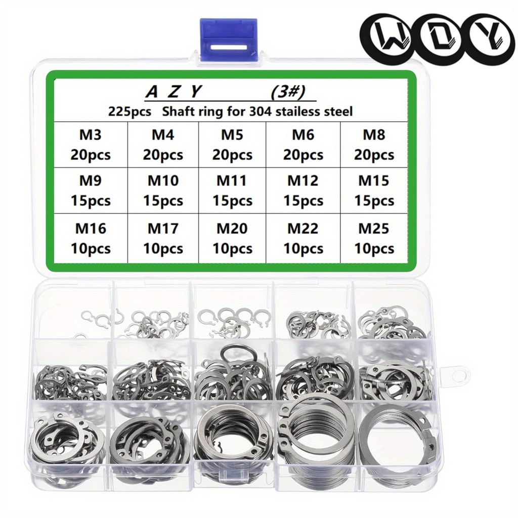 225 Pieces Boxed 304 Stainless Steel Shaft, with Elastic Fixing Ring ...