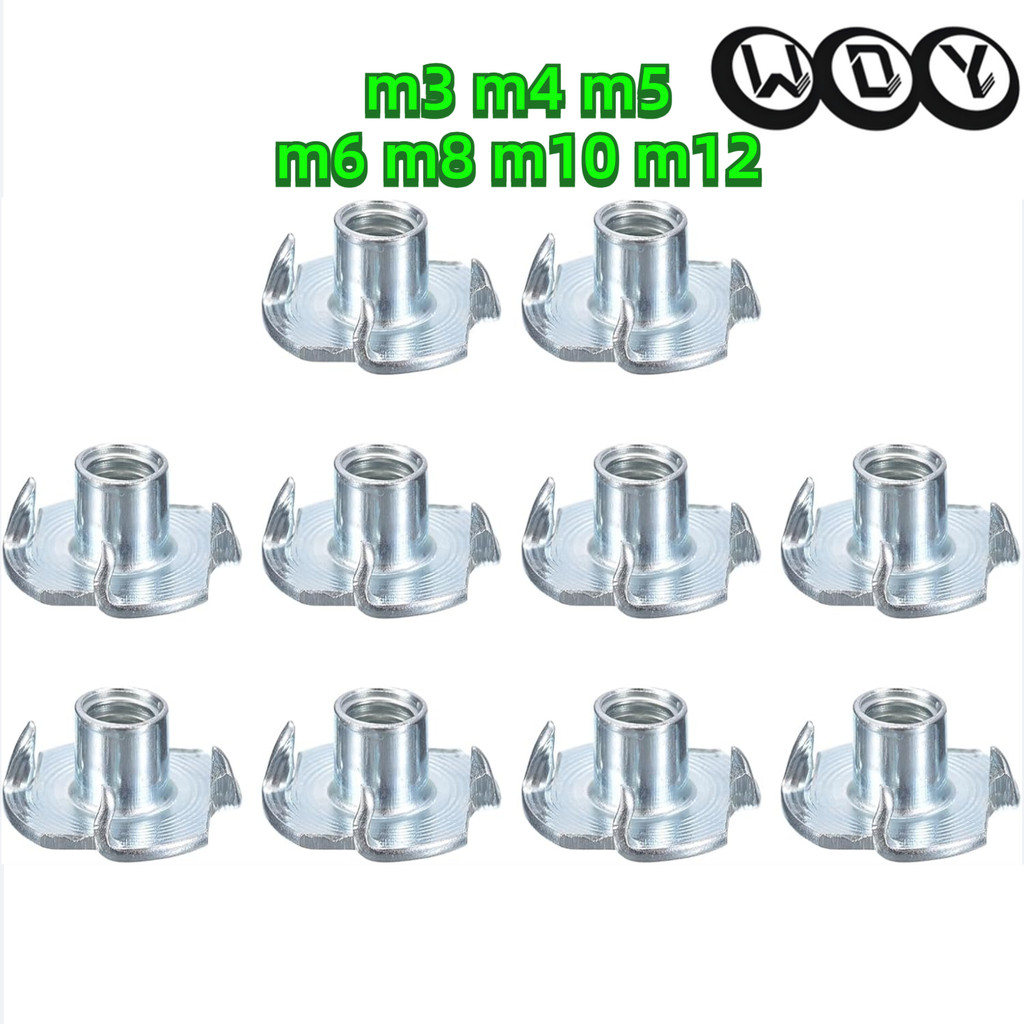M3-m12 T-Type Nut, Galvanized Carbon Steel 4-Prong T-Type Nut Threaded ...