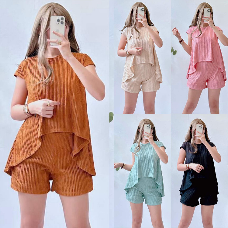 Shop4Her | MONIQUE Plain Short Sleeve Top and Short Terno Coords ...