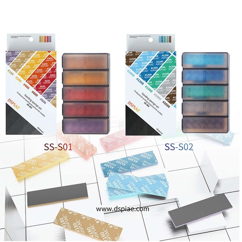 DSPIAE SS-S01 SS-S02 Sanding Sponge Set For GK Military Model Combo Arc ...