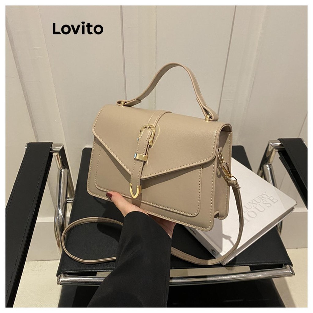 Lovito Women Elegant Plain Versatile Simple Textured Small Square Bag ...