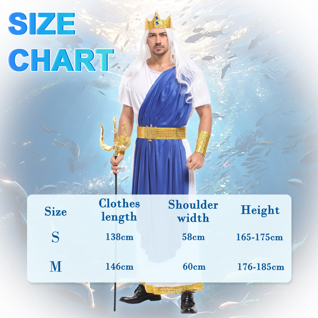 Ancient Greek Mythology God Of Sea King Poseidon Costumes for Men ...