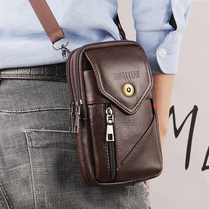 7.2" New Men's Cowhide Mobile Phone Case Multifunctional Case Outdoor ...