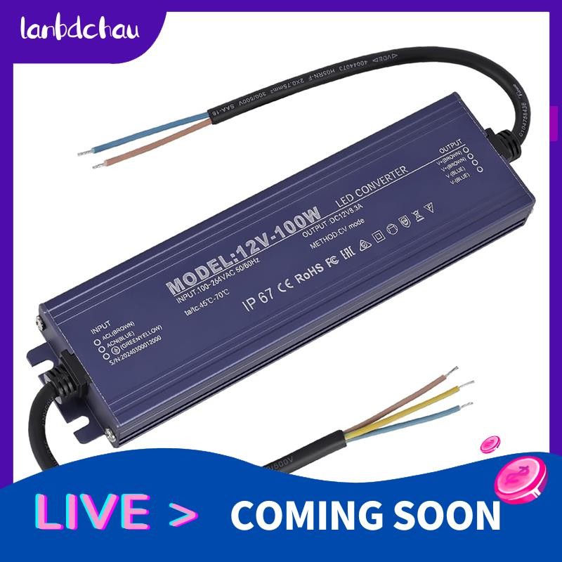 12V LED Driver IP67 Waterproof 12V 100W Power Supply Transformer 100 ...