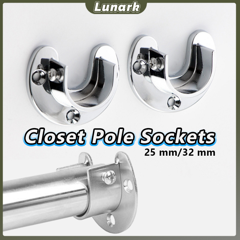 LK U Shaped Stainless Steel Closet Pole Sockets Flange Set Rod Holder ...