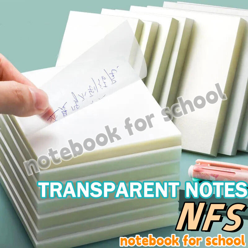 NFS Transparent Sticky Notes Waterproof Clear Notes Memo Pad Stationery ...