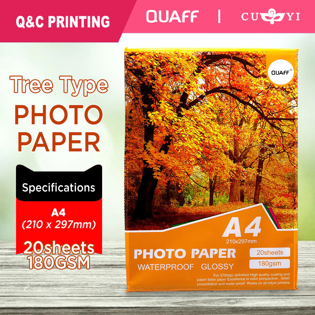 [1 PACK] QUAFF Tree Type Glossy Photopaper 180 GSM | 3R | 4R | 5R | A4 ...