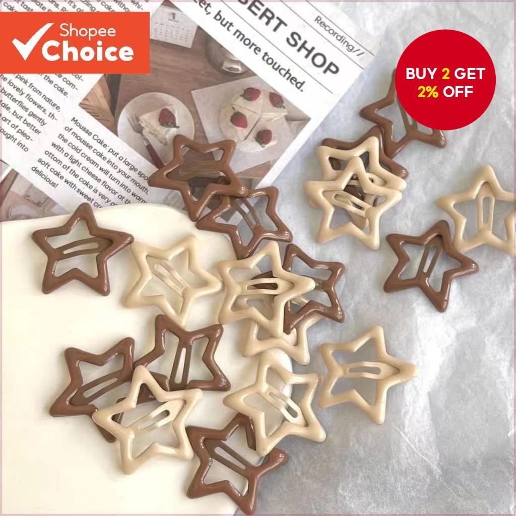 10/20pcs Brown Star Hair Clips Five-Pointed Star BB Clips for Girls ...