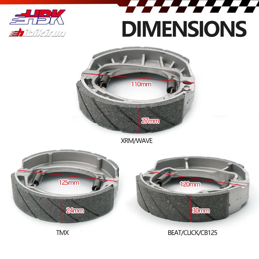 HBK Motorcycle Brake Shoe For Click/TMX/WAVE/BEAT/GY6 125 Made in Japan ...