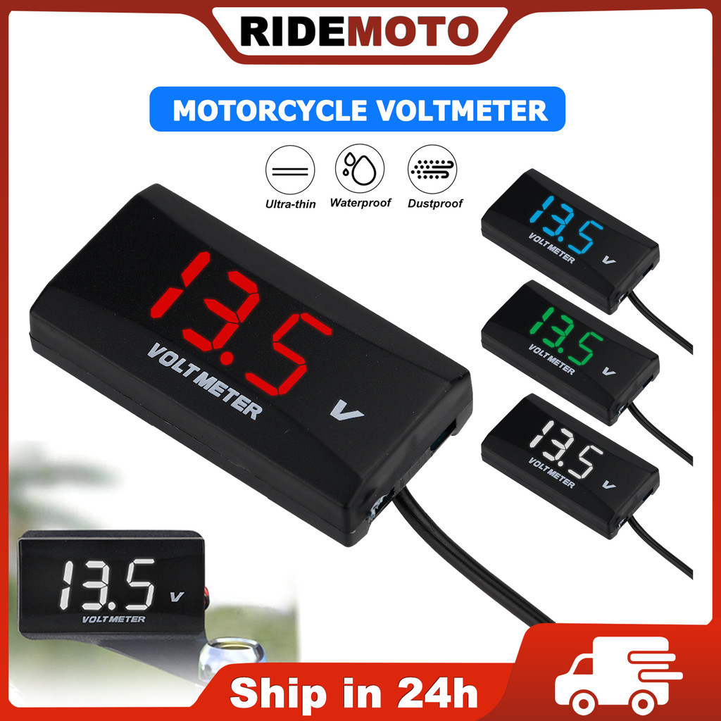 Motorcycle LED Digital Volt Meter 12V Waterproof Universal Volt Meter ...
