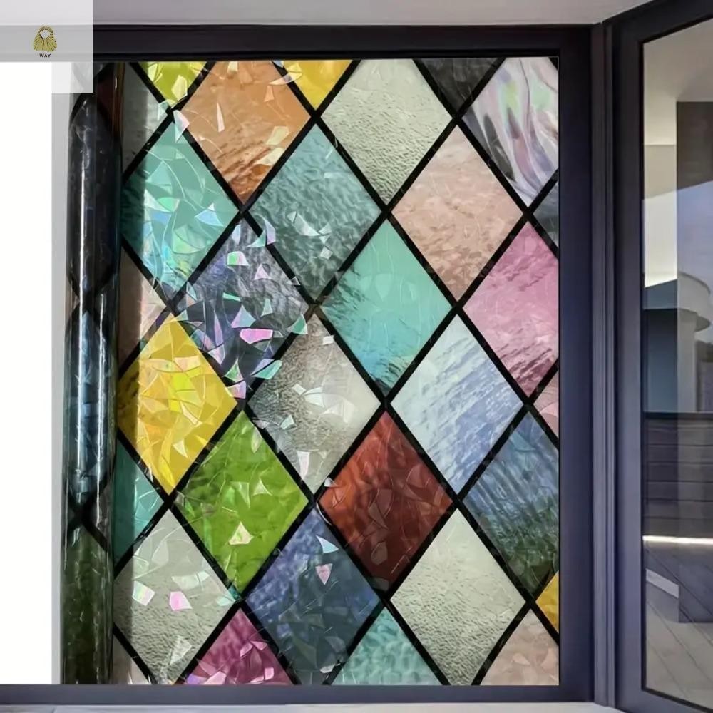 WAY Stained Glass Window Sticker, Frosted Vintage Stained Glass Window ...
