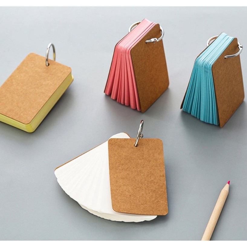 Colored Blank Flash Card Index Cards with Binding Rings Study Note Card ...