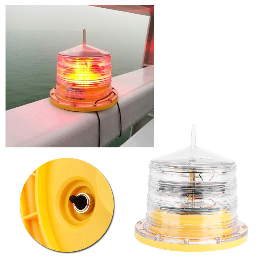 Wowowi Aramox Marine LED Signal Light Red Flashing Solar Boat Dock ...