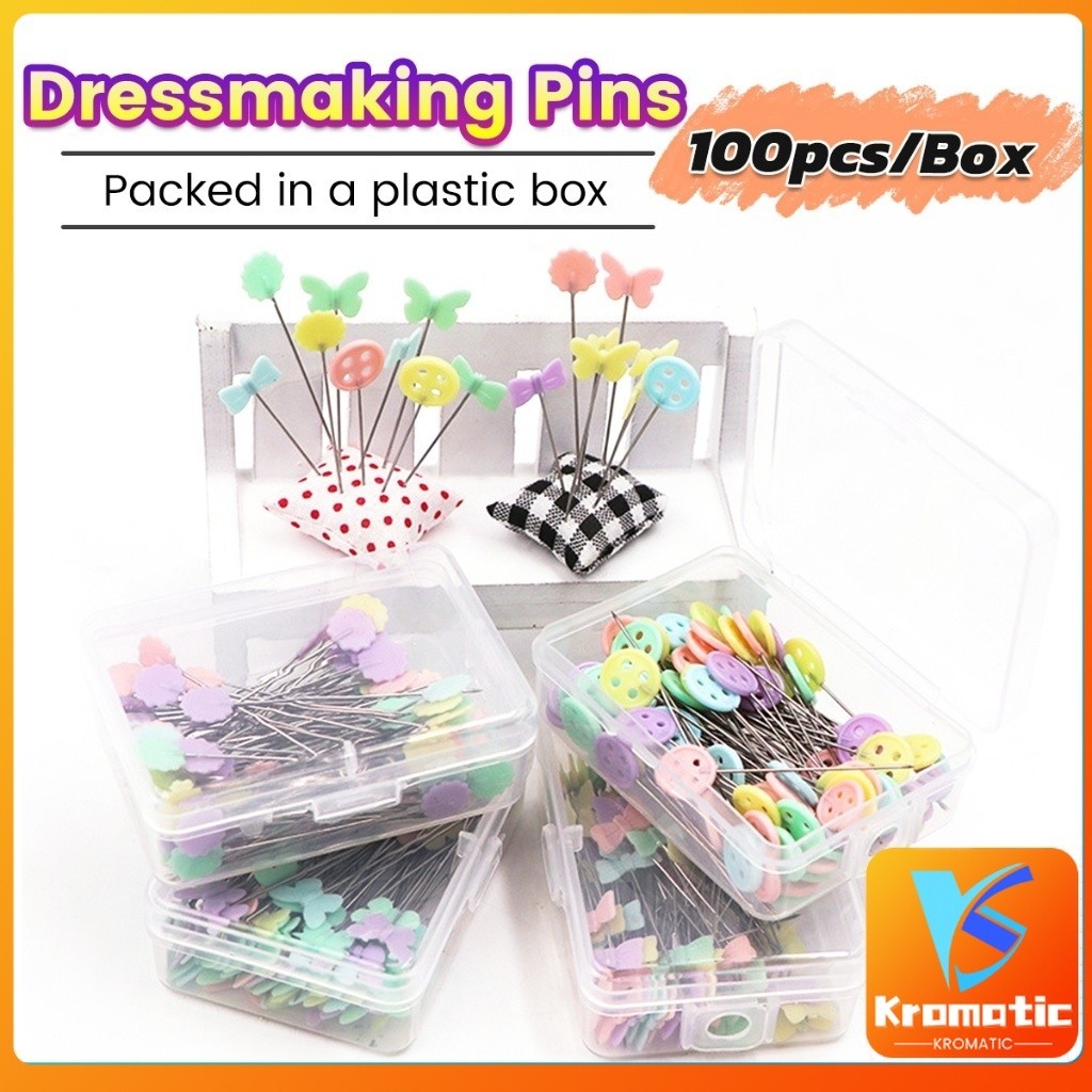 Kc 100pcs/Box Dressmaker Sewing Pins Fixed Pin Embroidery Patchwork ...