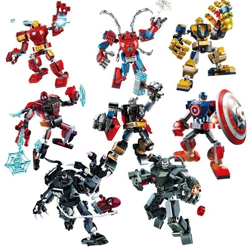 Avengers Building Blocks Doll Garage Kit Movable Joint Spider-Man ...