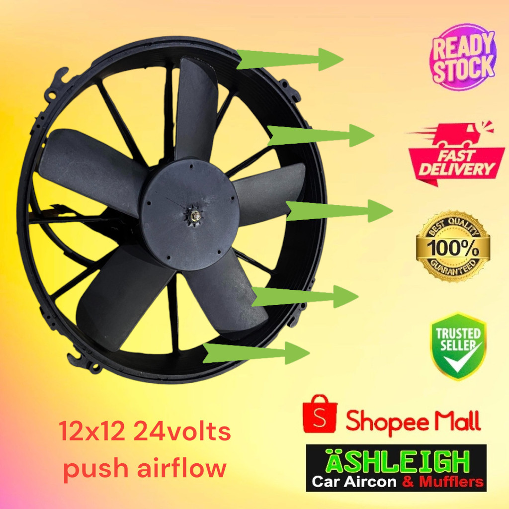 Ashleigh Universal 12x12 (24 VOLTS) PUSH Airflow Aux Fan Car Aircon ...