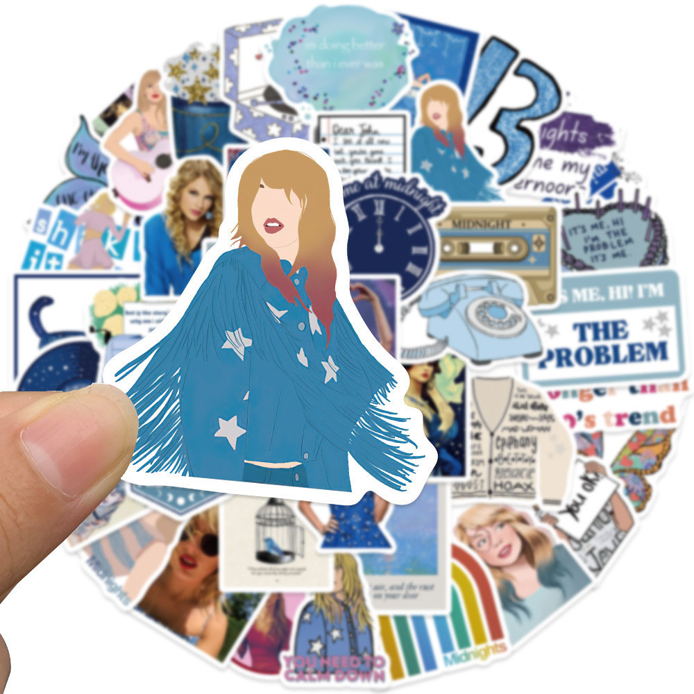 50 Sheets Blue Taylor Swift Album Stickers Music Singer DIY Mobile ...