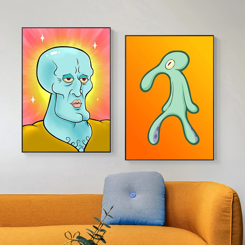 Bold And Brash Gallery Art Poster Abstract Squidward Canvas Painting ...