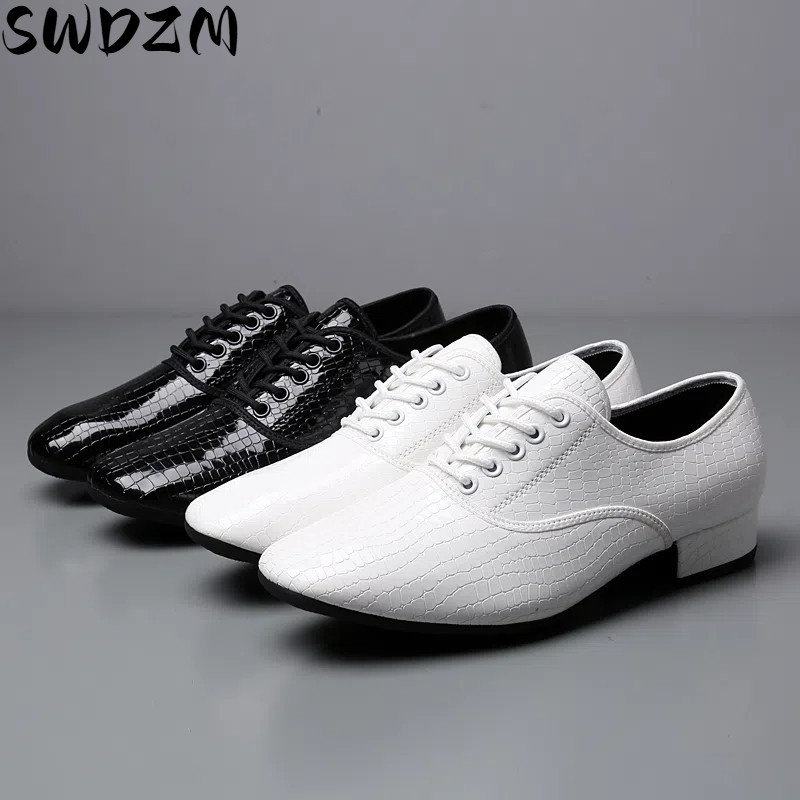 Modern Dance Shoes Male Soft Sole Performance Leather Ballroom Dance ...