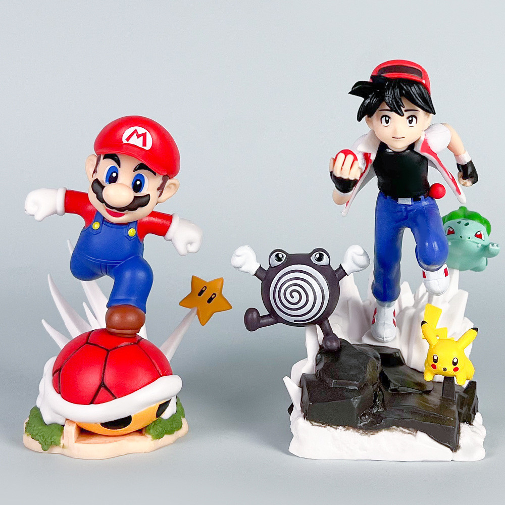 12-14cm Anime Pokemon Ash Ketchum Pikachu Bulbasaur Poliwhirl Super ...