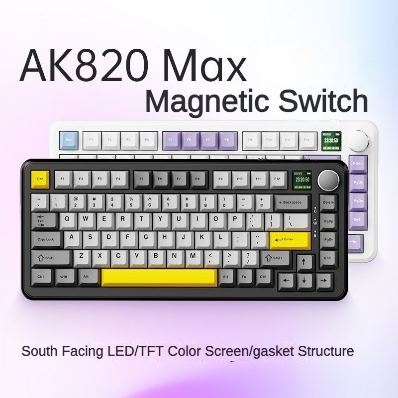 AJAZZ AK820MAX Magnetic Switch Rapid Trigger Keyboard Mechanical Keyboard Three-mode TFT Color ...