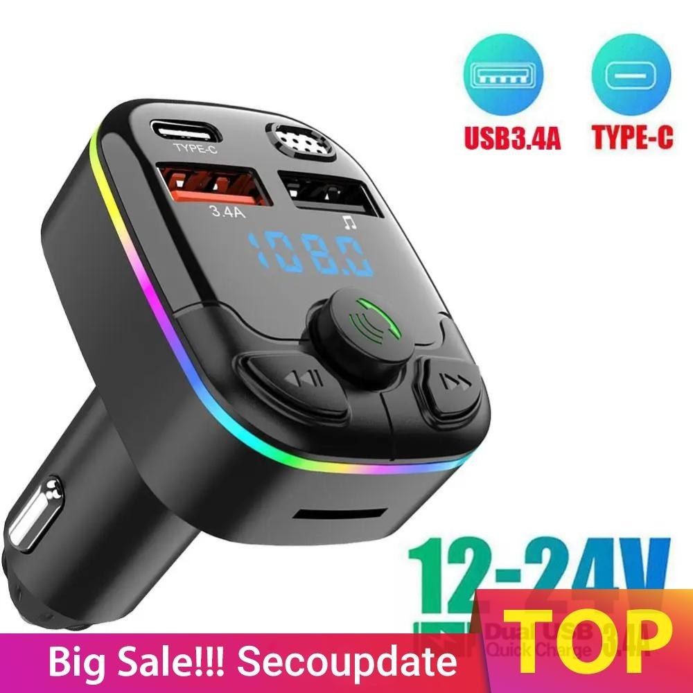 FM Modulator BT 5.0 Type-C Hands-Free Wireless Car Kit USB Fast ...